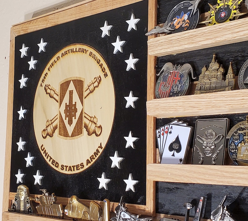 Handmade Oak Challenge Coin Display: US Army 75th Field Artillery - Etsy