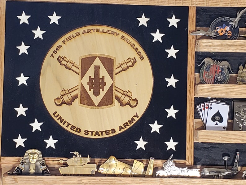 Handmade Oak Challenge Coin Display: US Army 75th Field Artillery - Etsy
