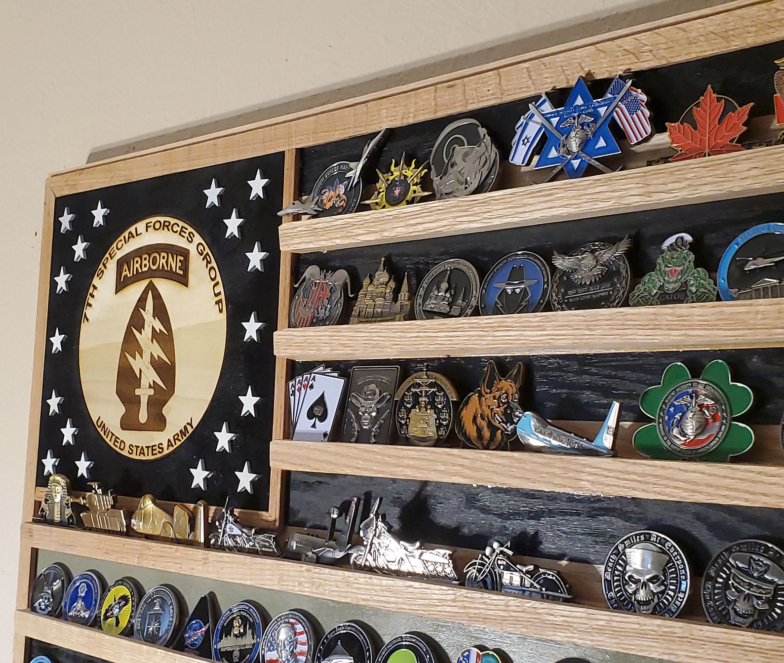 7th Special Forces Group US Army Challenge Coin Display Holder Flag ...