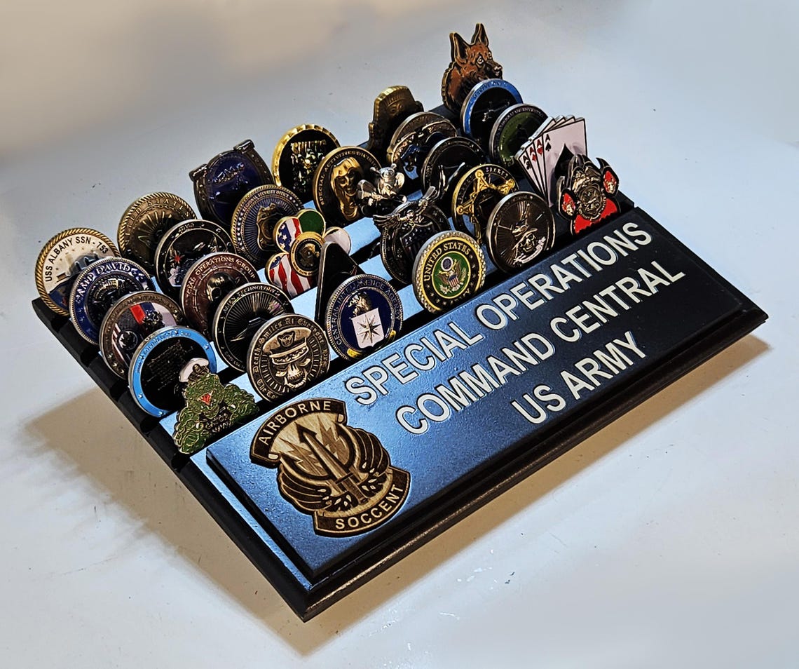 US Army SOCCENT Challenge Coin Display - Holds 30 Coins - Etsy