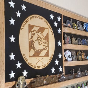 3rd Infantry Division US Army Challenge Coin Display: Hardwood Flag (36 ...