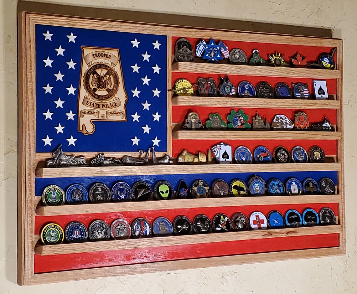Alabama State Police Badge Challenge Coin Display 36x20 Holds 60-80 ...