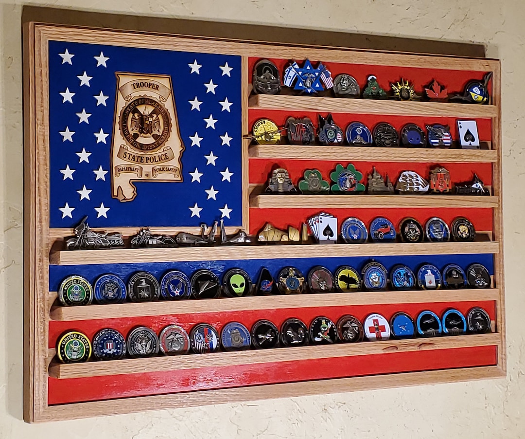 Alabama State Police Badge Challenge Coin Display 36x20 Holds 60-80 ...