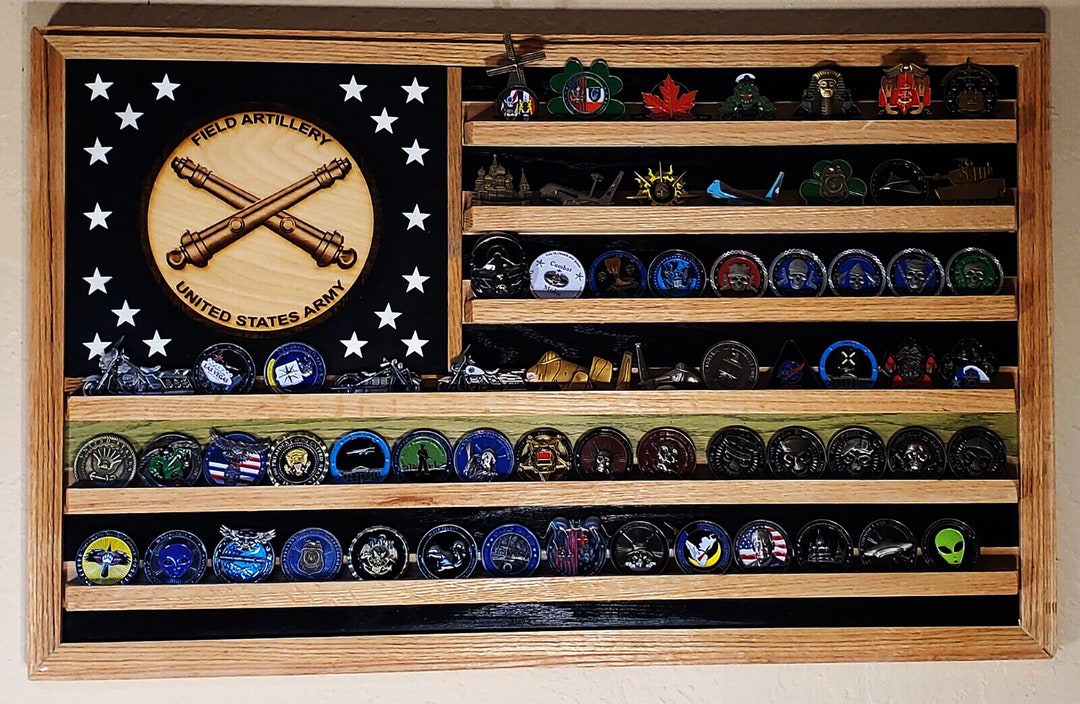 Field Artillery US Army Challenge Coin Flag Display 36" X 20 ...