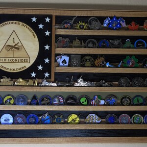 US Army 1st Armored Division Custom Challenge Coin Display Flag 36"x20 ...