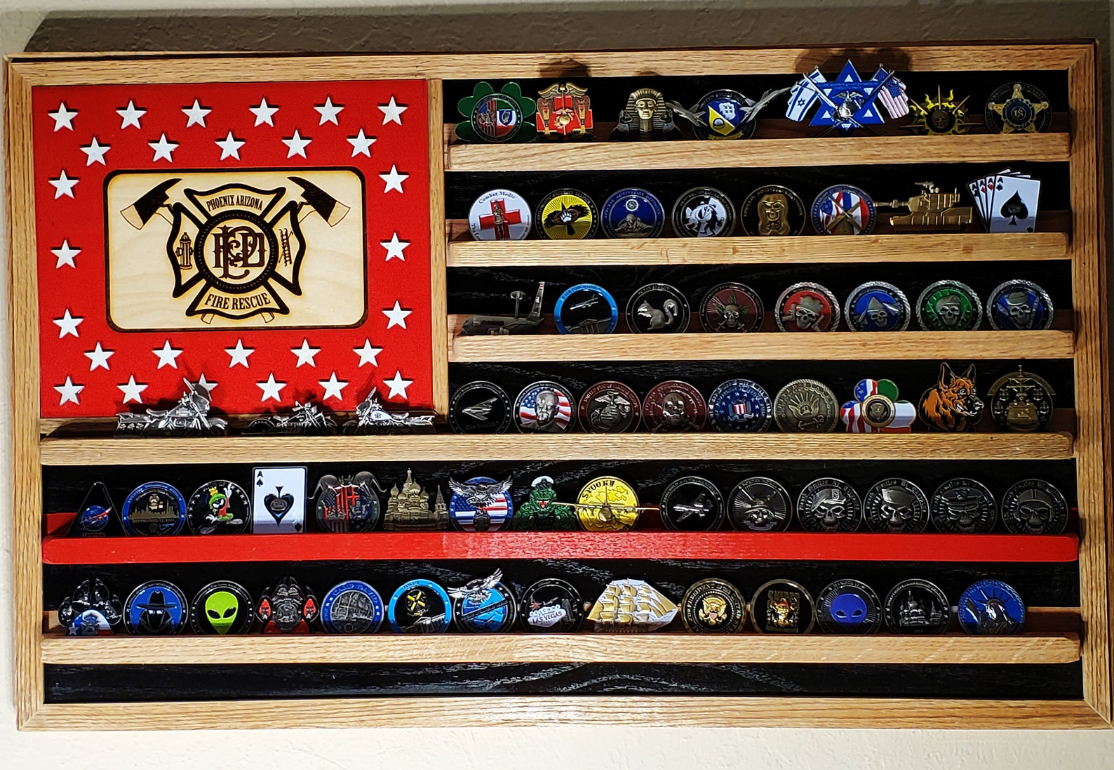 Phoenix Arizona Fire Department Challenge Coin Display Flag | Etsy