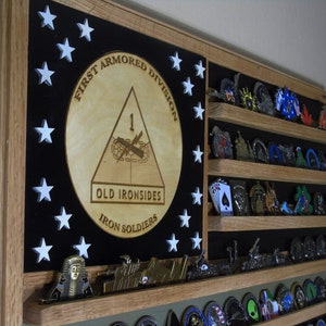 US Army 1st Armored Division Custom Challenge Coin Display Flag 36"x20 ...