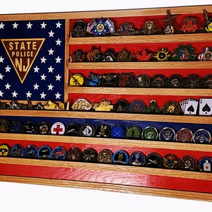 New Jersey State Police Challenge Coin Display Flag 36x21 Holds ...