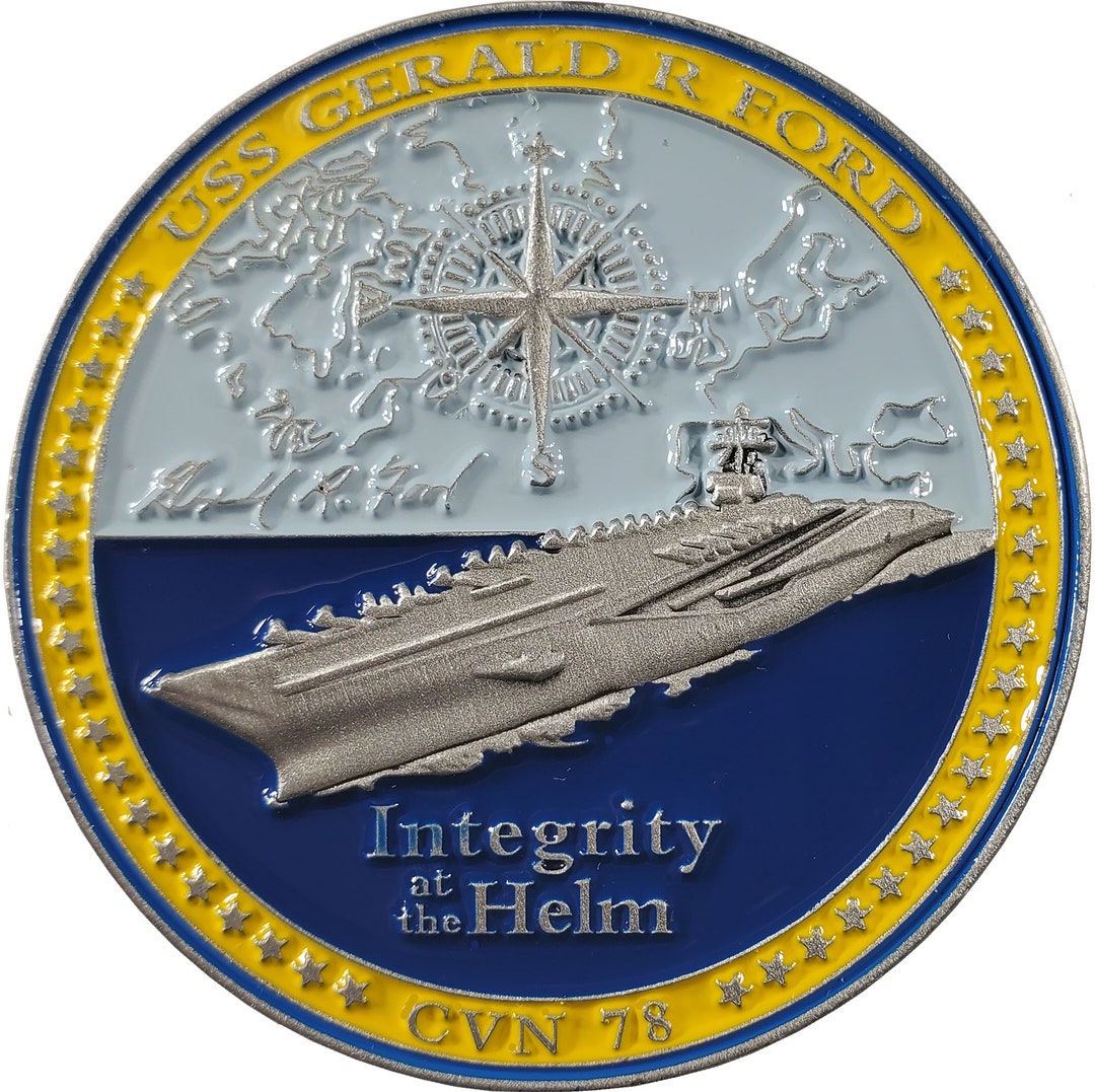 USS Gerald R Ford CVN-78 Commemorative Challenge Coin 2" Diameter 161 ...