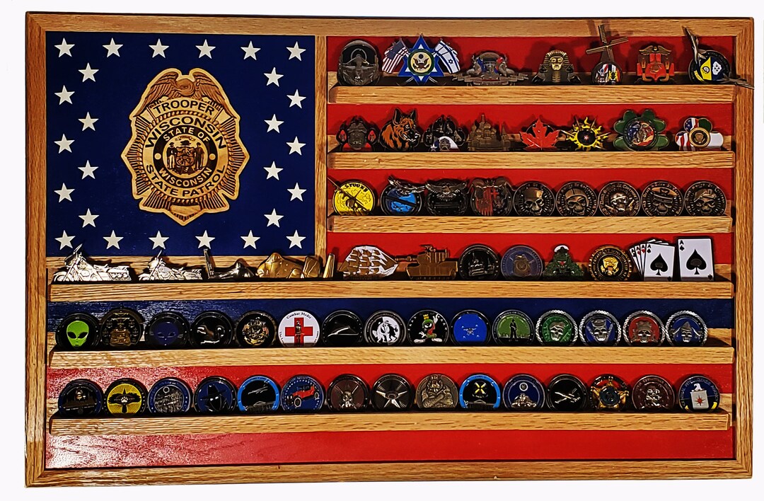 Wisconsin State Trooper State Police Challenge Coin Display Flag 70 ...