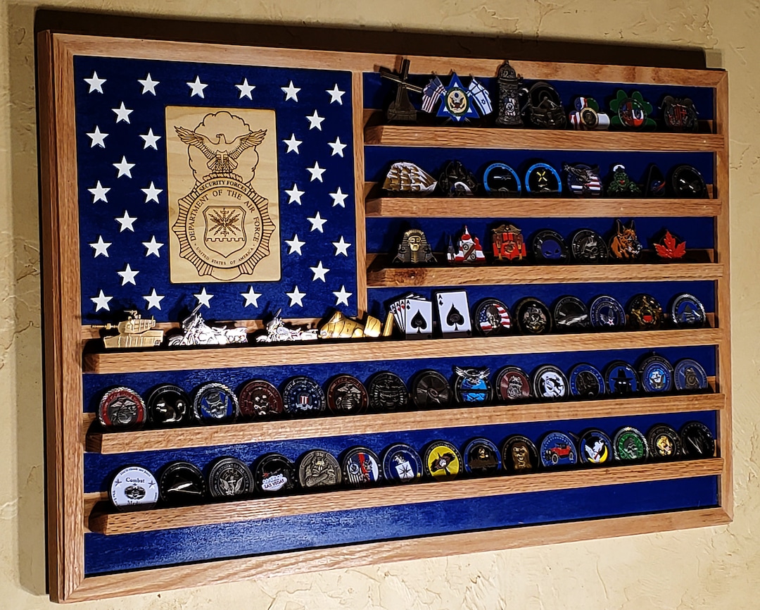 Oak & Birch US Air Force Challenge Coin Display Flag (60-80 Coins) - Etsy