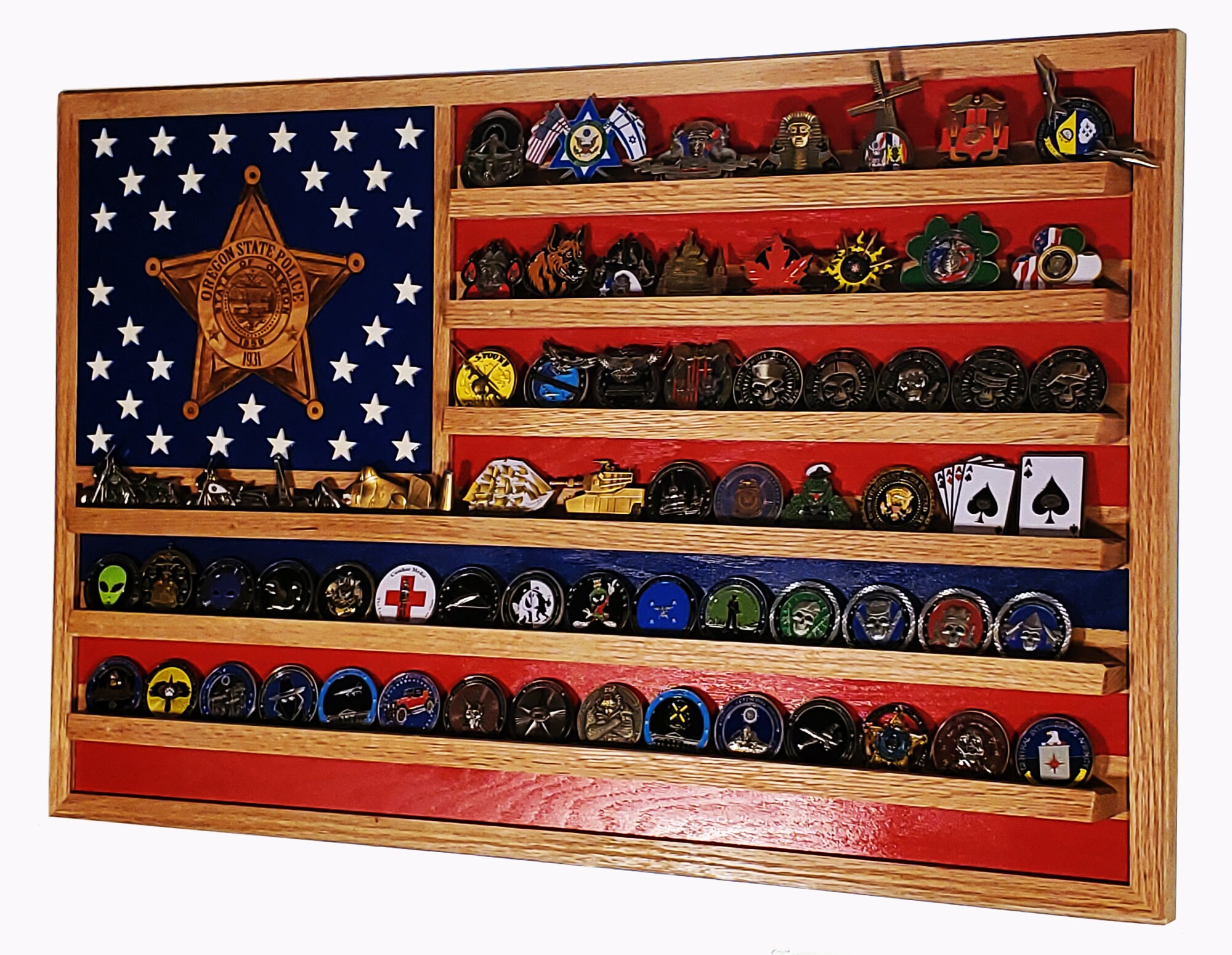 Oregon State Trooper / Police Challenge Badge Coin Display 70-100 Coins ...