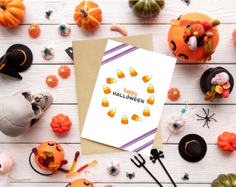 Happy Halloween Card Candy Corn - Etsy
