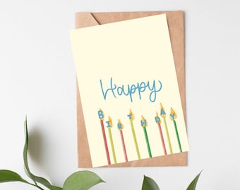 Birthday Cards, Happy Birthday Candle Card, Birthday Candles, Birthday ...