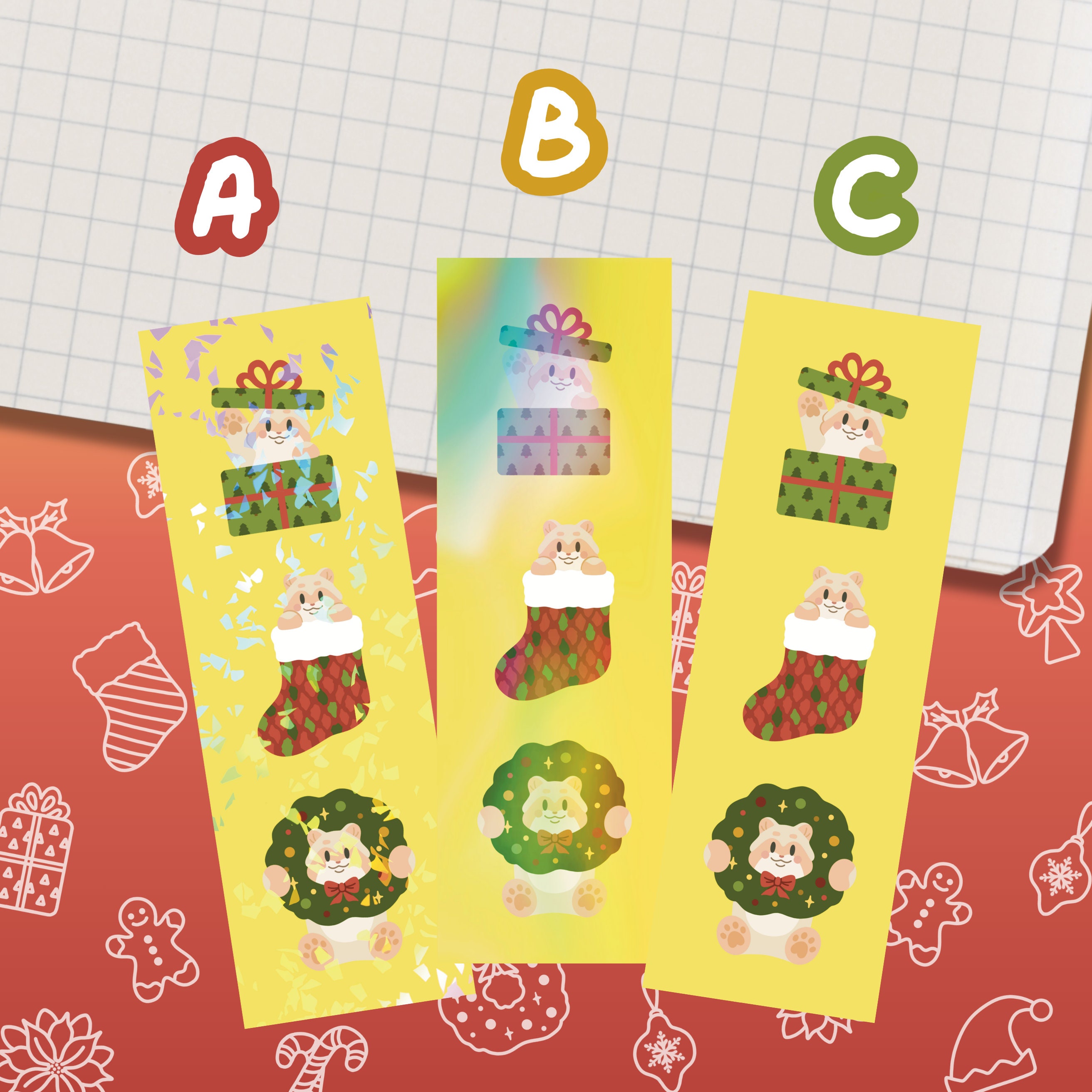 Cute Kawaii Christmas Bookmarks Cartoon Character Stationery Santa ...
