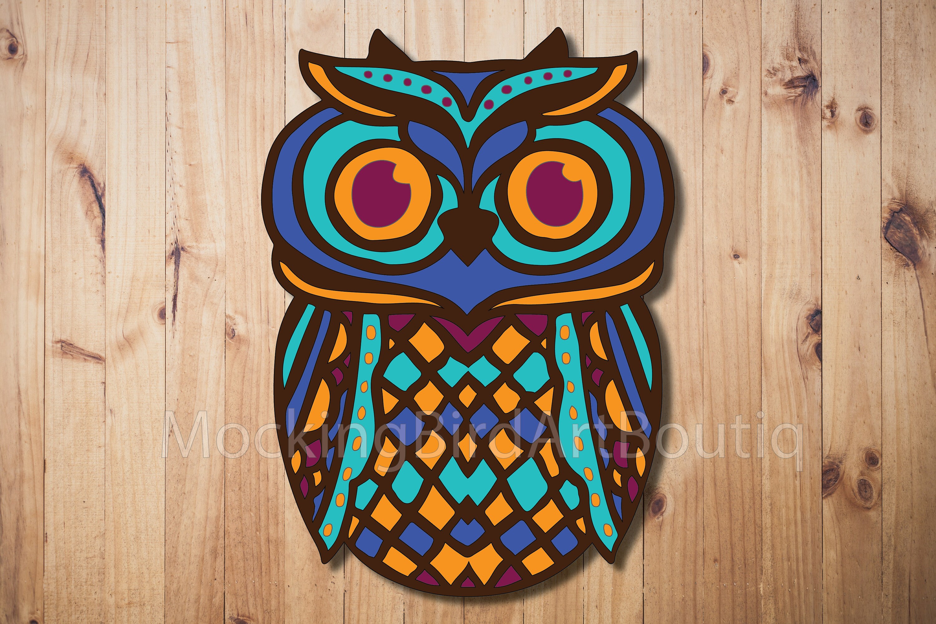 Art Owl Multi Layers Cut File for Laser and CNC | Ai Dxf Svg| Laser Cut ...