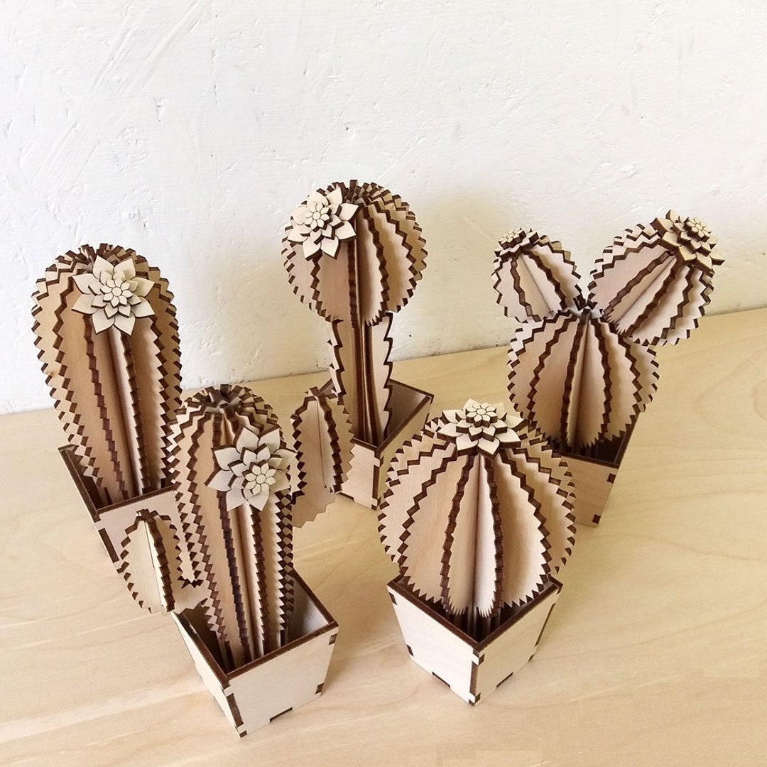 Cactus Digital File for Laser and CNC 3mm Wood | CDR SVG Dxf Ai | Art ...