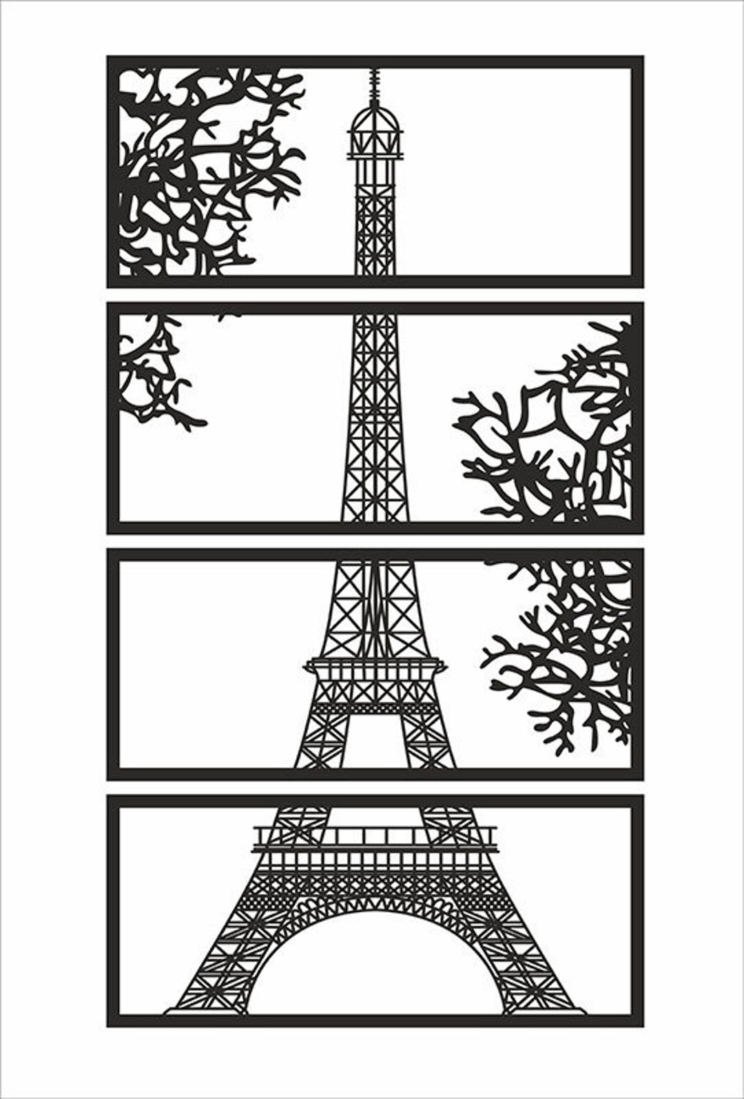 Eiffel Tower Digital File for Laser and CNC | Ai SVG EPS Dxf Dwg ...