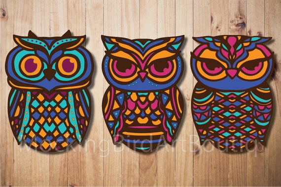Art Owl Multi Layers Cut File for Laser and CNC Ai Dxf Svg - Etsy