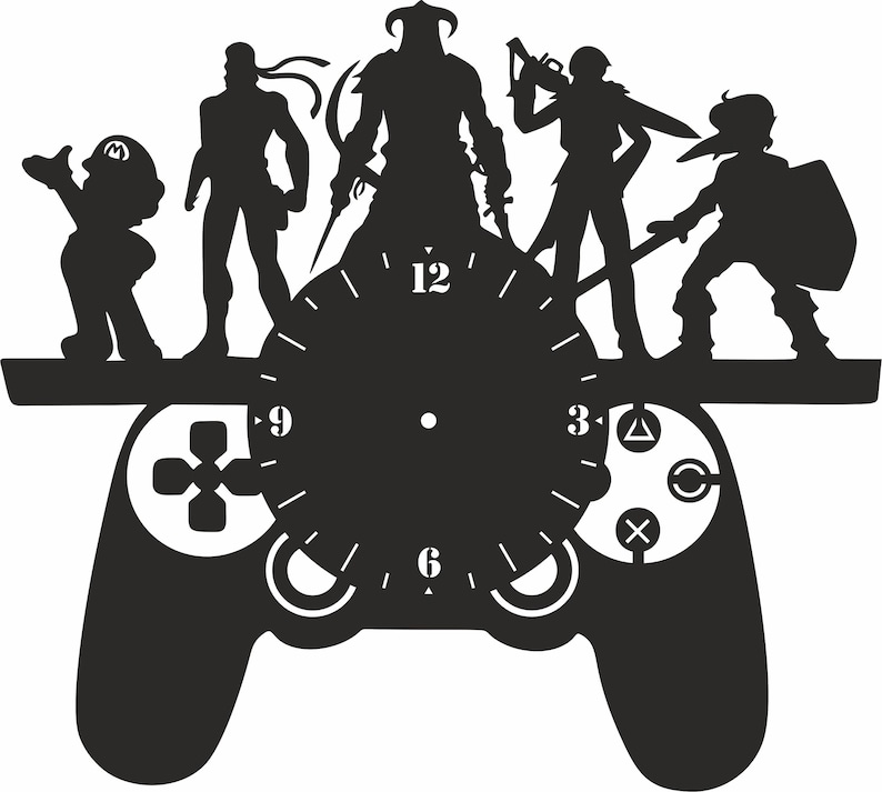 Gaming Wall Clock Art Digital File for Laser | Clock Svg Dxf PDF Eps Ai ...