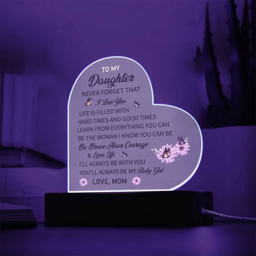 Daughter Gift: Light-up Acrylic Heart Plaque, Mom to Daughter, Sign ...