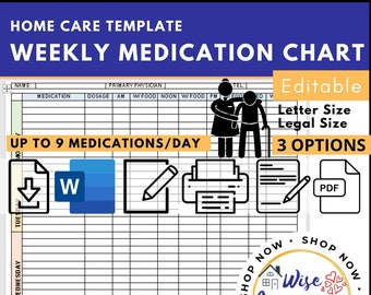 Weekly Medication Chart - Etsy