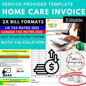 Home Care Business Invoice Template Caregiving Services Home - Etsy