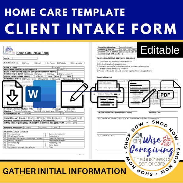 Home Care Intake Form - Etsy
