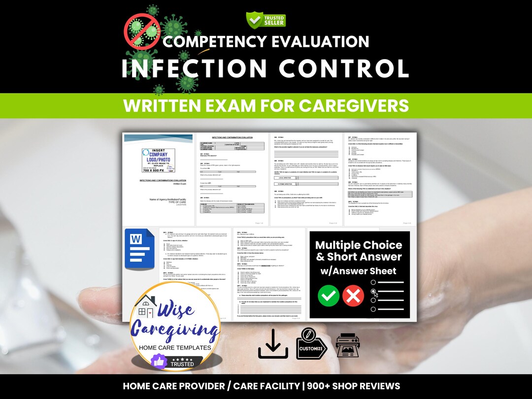 Infection Control Test for Caregivers: Editable MS Word Evaluation ...