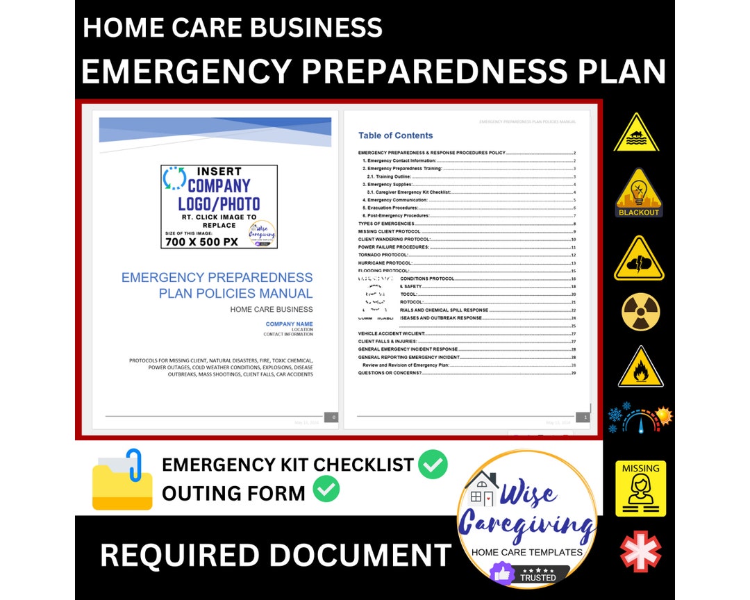 Home Care Emergency Preparedness Manual Template, Compliance Document ...