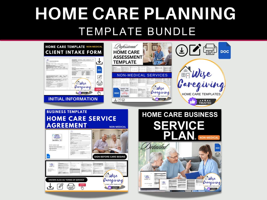 Home Care Plan Template Bundle, Professional Agency Documents, Client ...