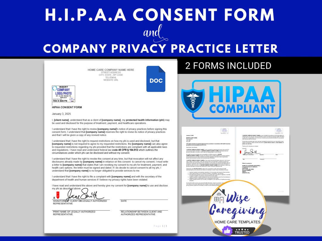 HIPAA Consent Form Templates, Company Privacy Practices Letters, Non ...