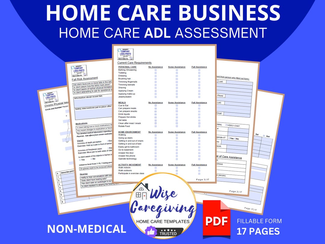 Home Care Assessment Fillable Form Template, Non Medical Agency ...