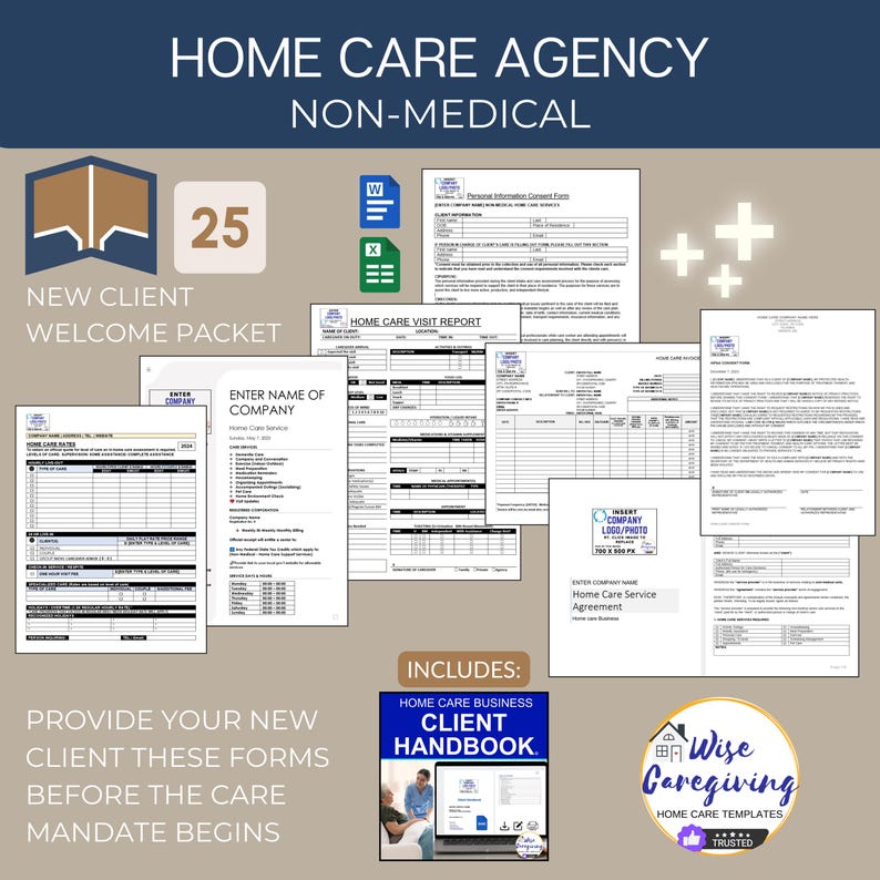 Home Care Client Intake Forms Packet, US Non-medical Agency Templates ...