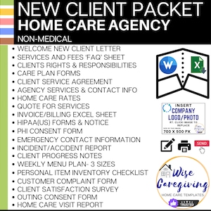 Home Care Client Packet, Professional Editable Templates, Personal Care ...
