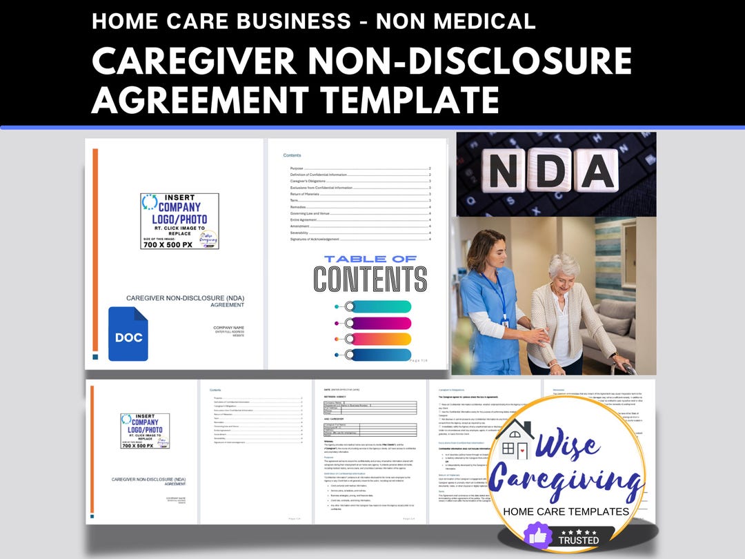 Home Care NDA Template for Employees, Direct Care Worker Contract ...