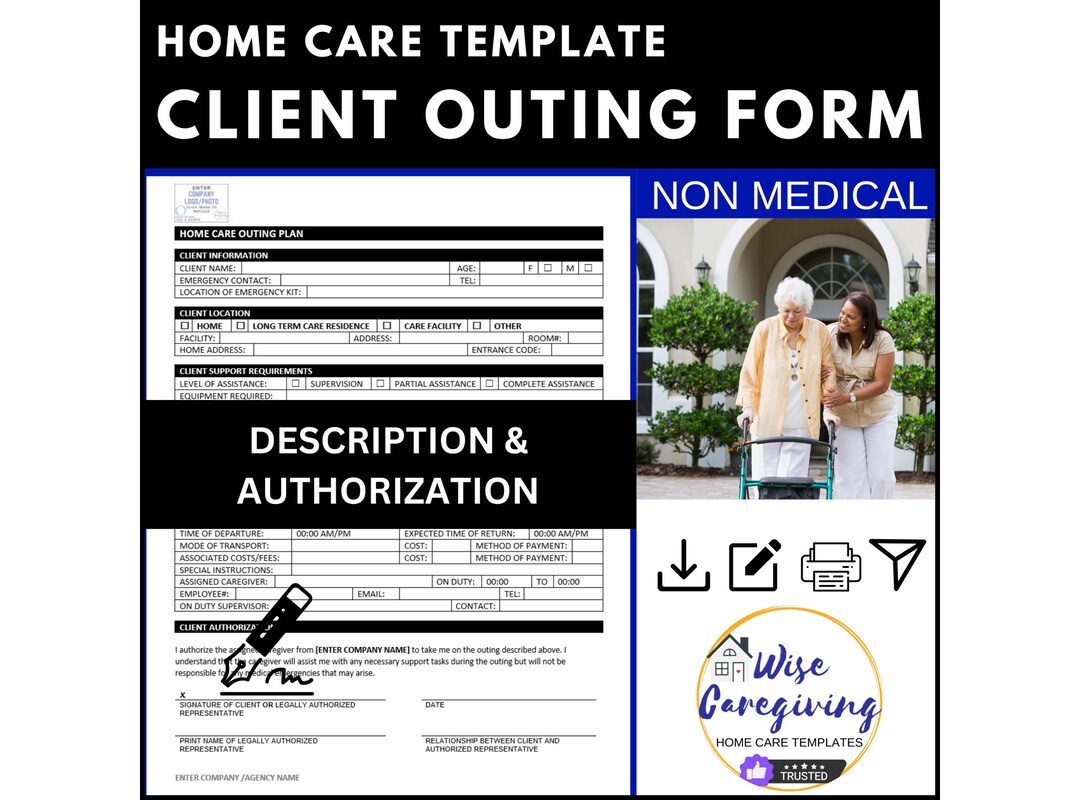 Home Care Agency Outing Form Template, Document Appointment and Social ...