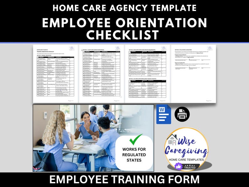 Home Care Training Documentation Bundle: Employee Forms, Checklists ...