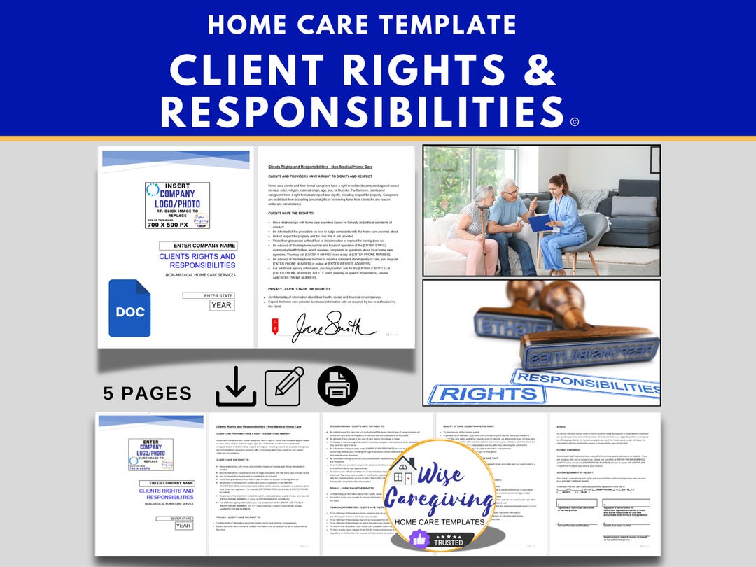 Home Care Client Rights & Responsibilities Template (MS Word, Editable ...