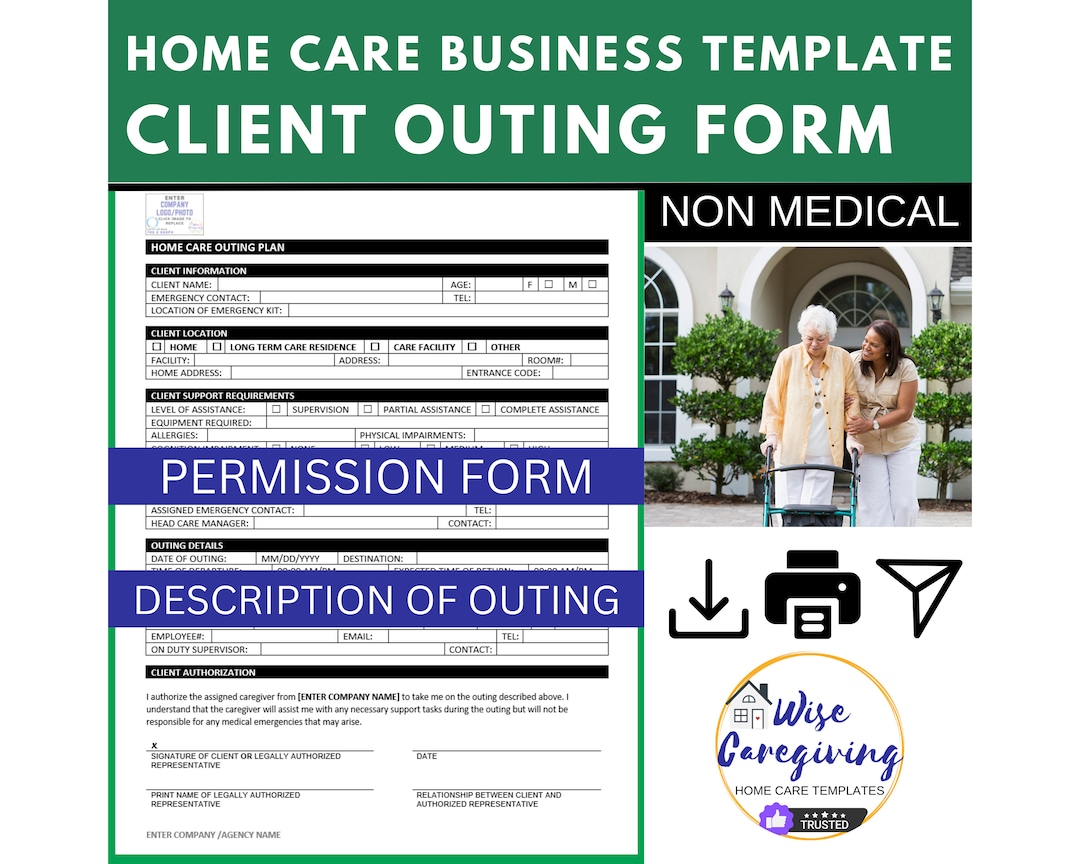 Home Care Agency Outing Form Template, Document Appointment and Social ...
