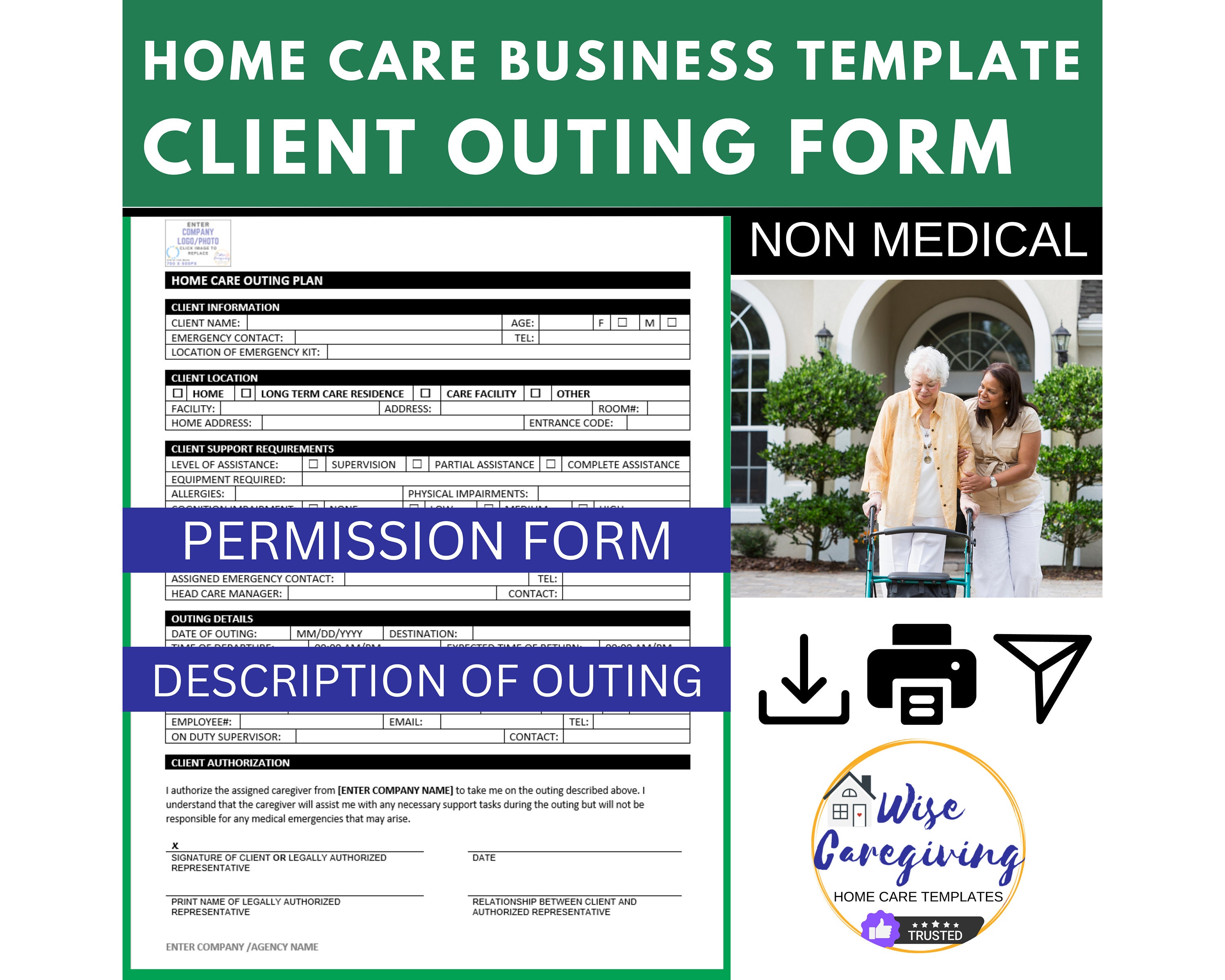 Home Care Agency Outing Form Template, Document Appointment and Social ...