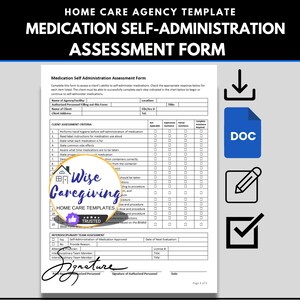 Medication Self Administration Assessment Form for Clients, Home Care ...