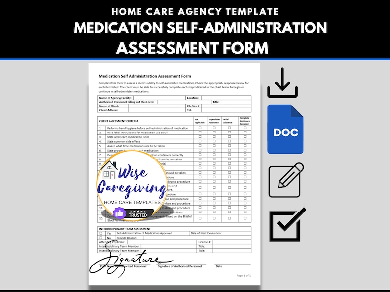 Medication Self-administration Assessment Form: Home Care Evaluation ...