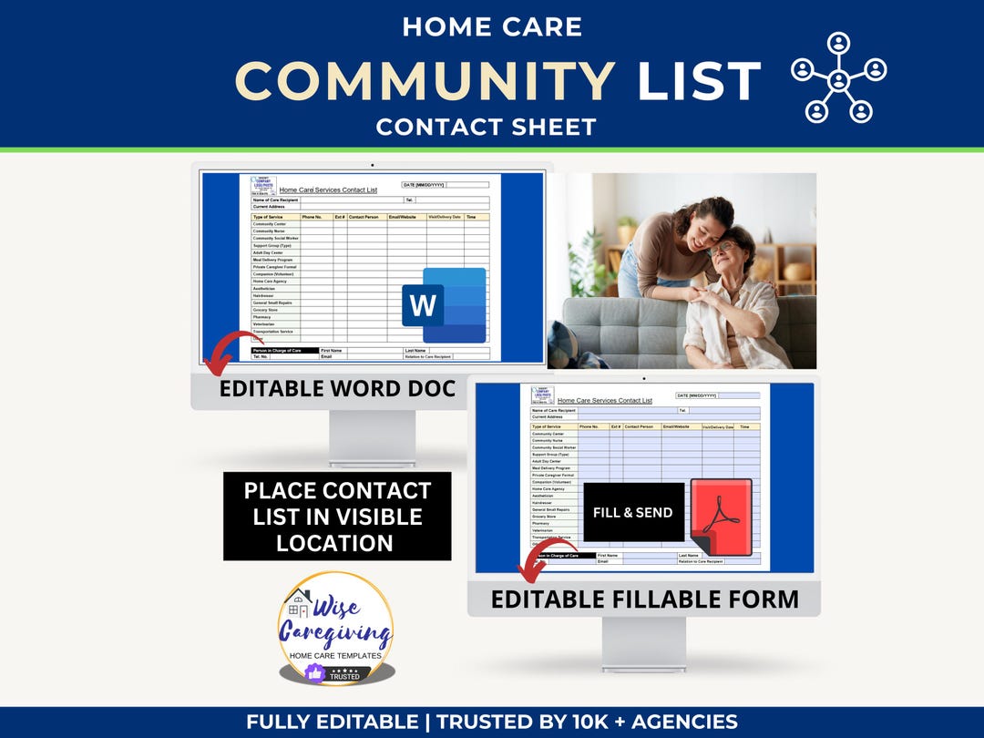 List of Community Contacts : Non-medical Home Care | MS Word and PDF ...