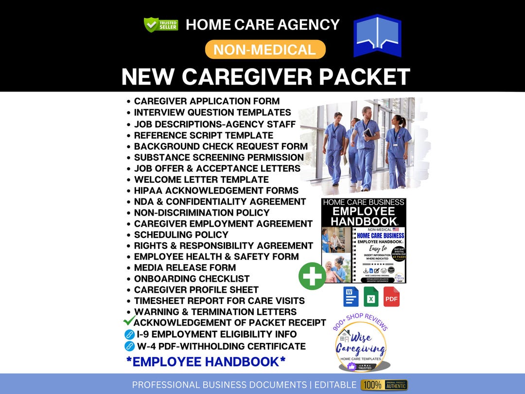 Home Care Employee Handbook, Forms, and Templates (MS Word & Excel) - Etsy