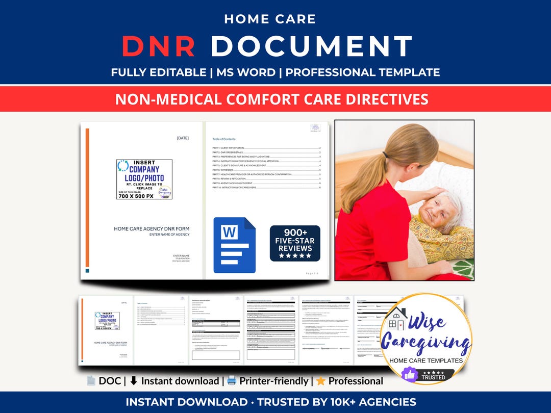 Home Care DNR Form Template: End-of-life Directive | Editable Word ...