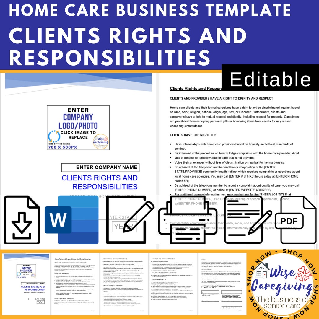 Clients Rights and Responsibilities Template Non-medical Home - Etsy Clients Rights and Responsibilities Template Non-medical Home - Etsy