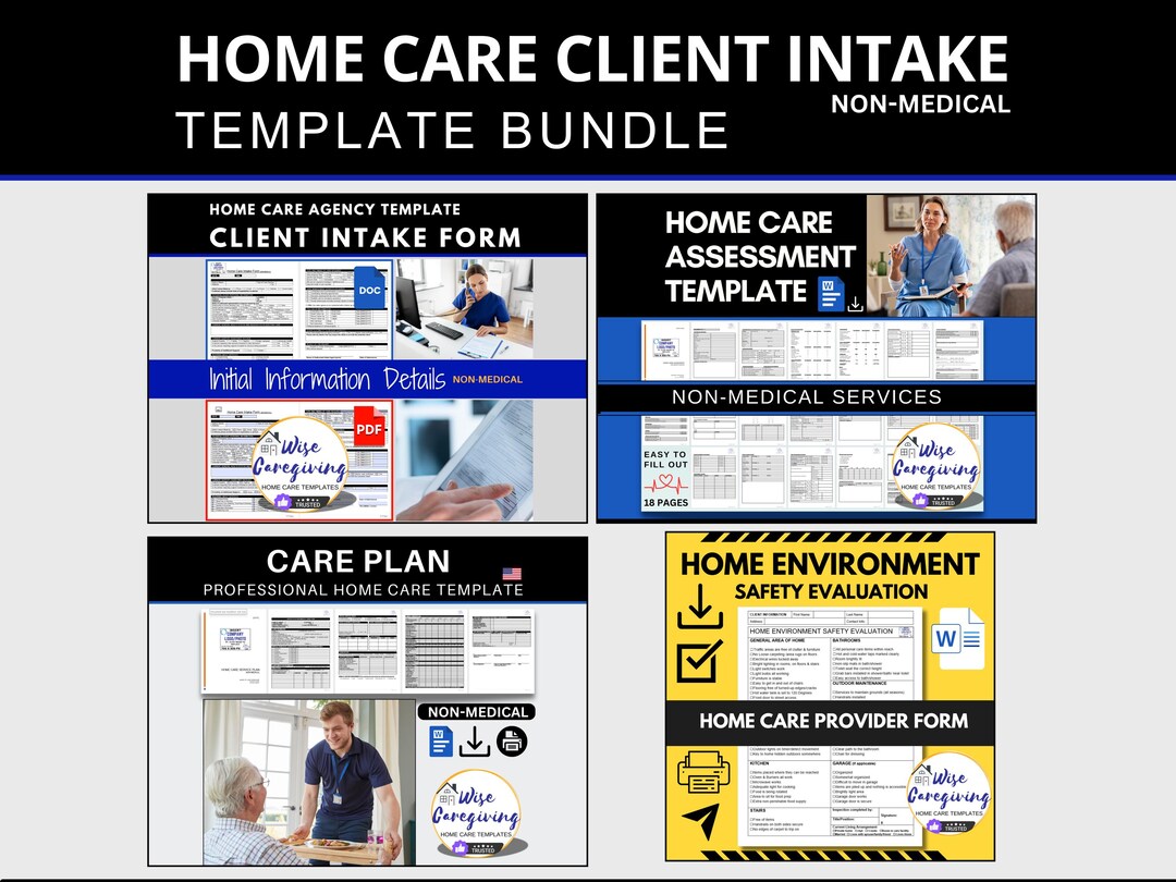 Home Care Client Intake Template Bundle, Non-medical Provider Forms ...