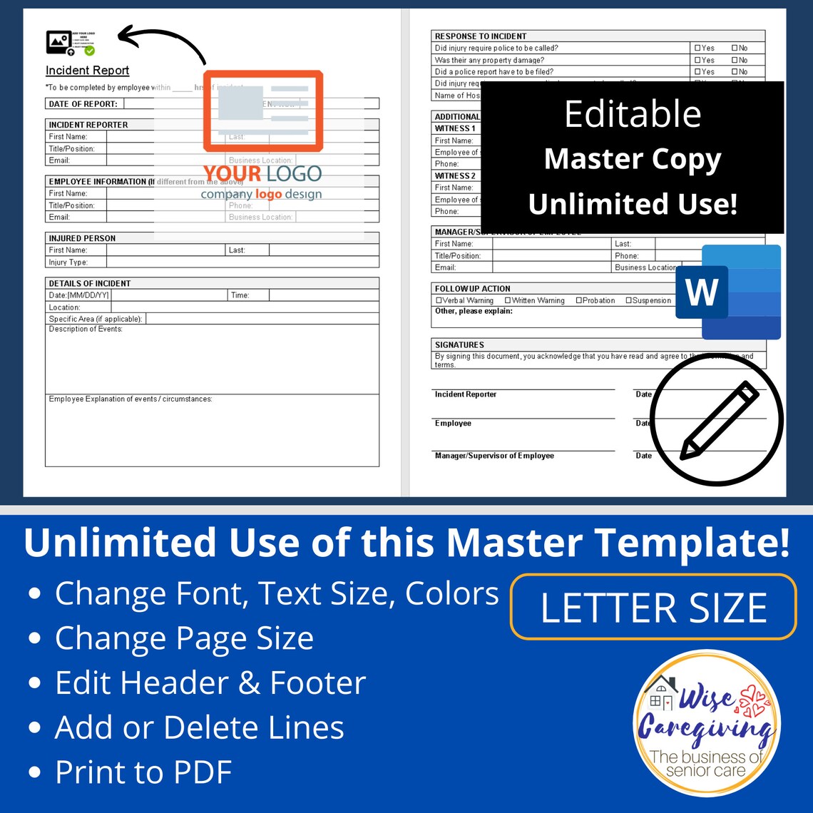 Home Care Incident Report Template Work Accident Form - Etsy UK