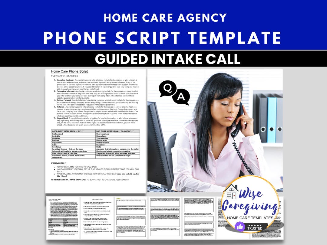 Home Care Call Script Template, Phone Conversation Guide for Customer ...
